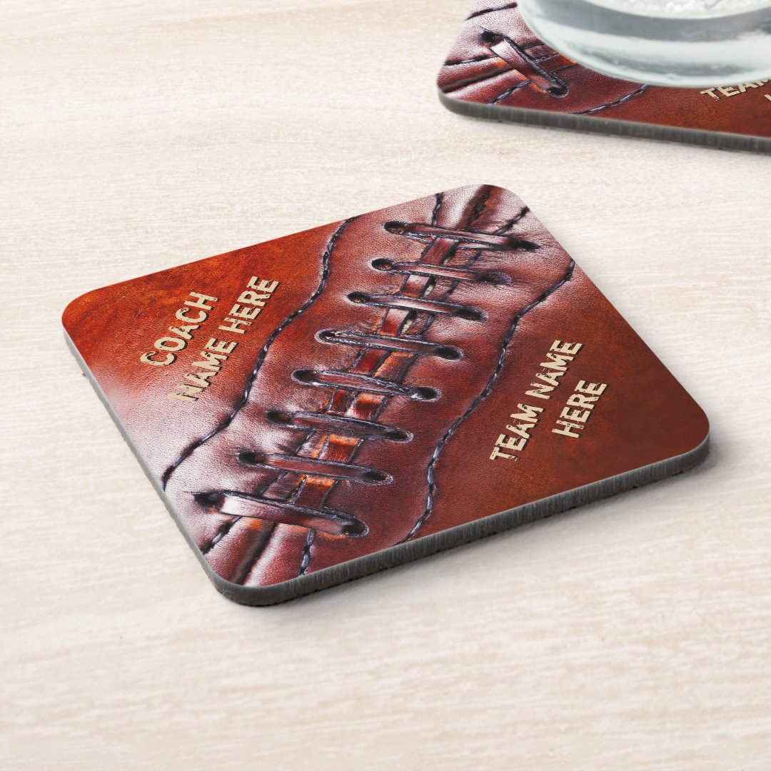 Personalized Football Coasters for Coaches | Zazzle