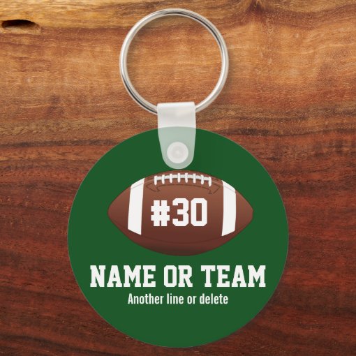 Personalized Football Design Name, Number, Team Keychain | Zazzle