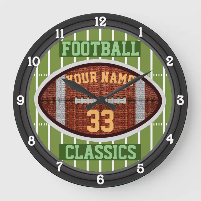 Personalized Football Name and Number 3.0 Large Clock | Zazzle
