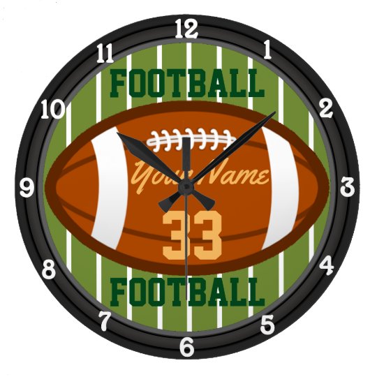 Personalized Football Name and Number Large Clock | Zazzle.com