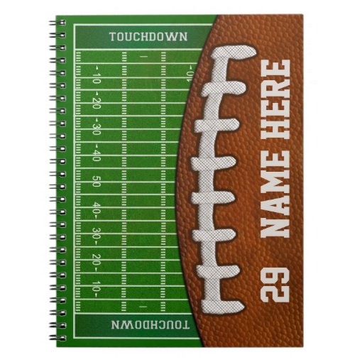 Personalized Football Notebooks Your NAME, NUMBER | Zazzle