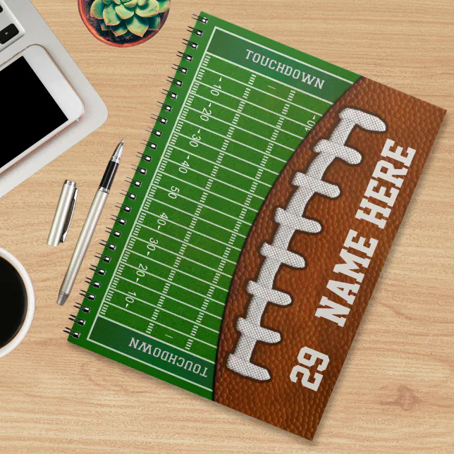 Personalized Football Notebooks Your NAME, NUMBER | Zazzle