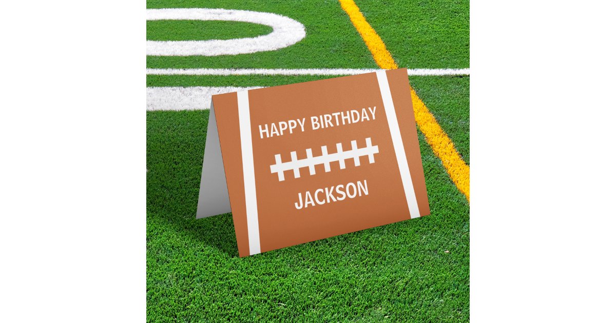 Personalized Football Player Ball Happy Birthday Card | Zazzle