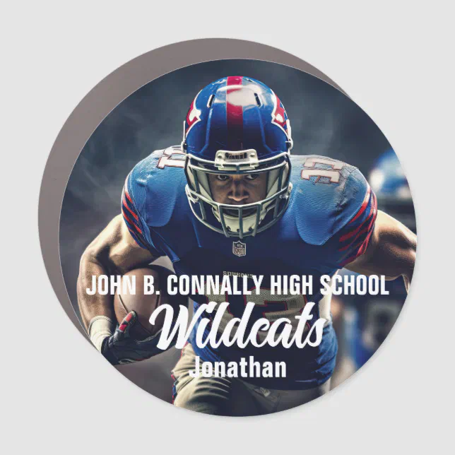 Personalized Football Player Photo High School Car Magnet | Zazzle