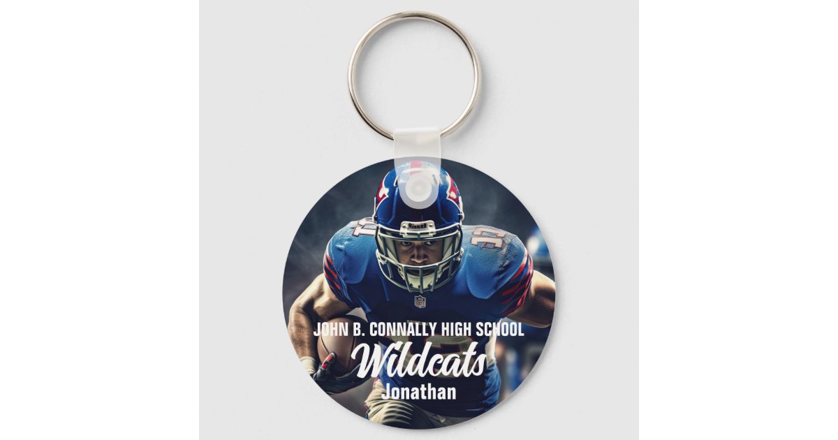 Personalized Football Player Photo High School Keychain | Zazzle