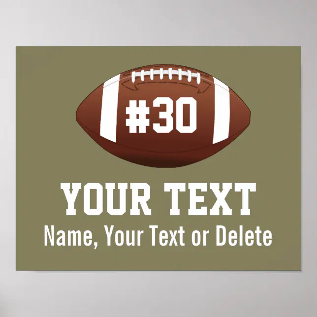 Personalized Football Sports Poster Name Number | Zazzle