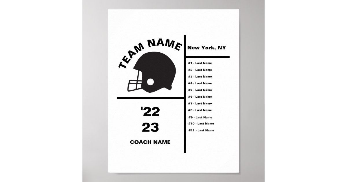 Personalized Football Team With Players Poster | Zazzle