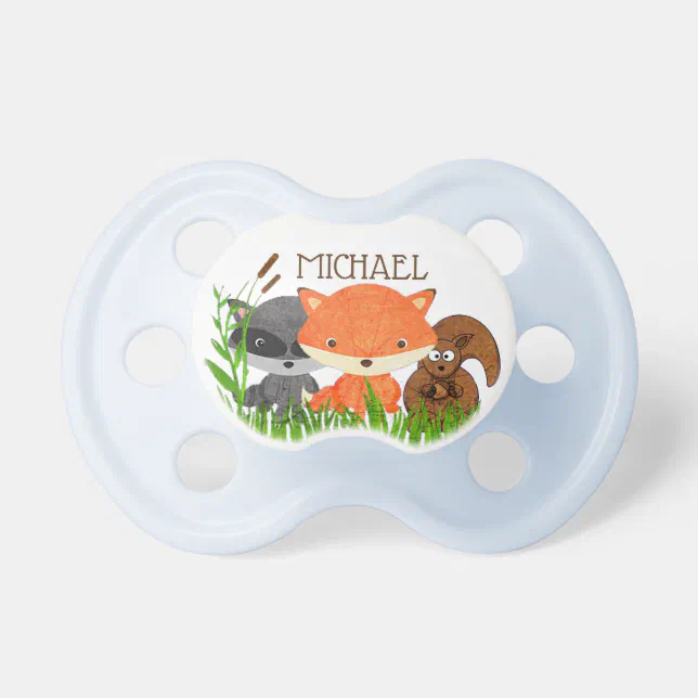Personalized Forest Animals Baby Boy Pacifier | Zazzle