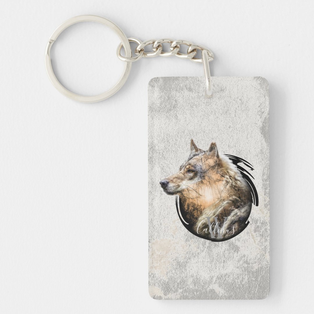 Personalized Forest Wolf Design. Keychain | Zazzle
