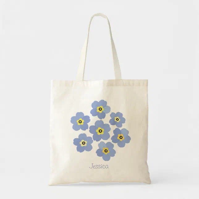 Personalized Forget me not blue flower Tote Bag | Zazzle