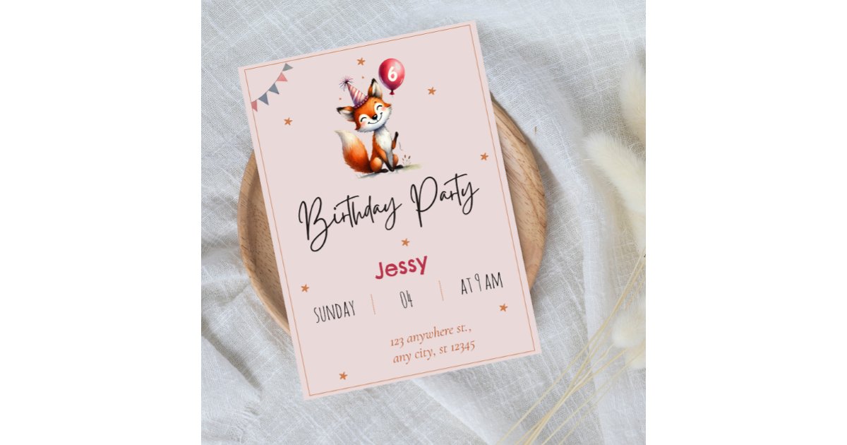 Personalized Fox Birthday Party Invitations | Zazzle
