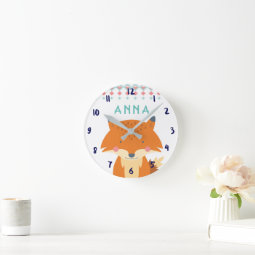 Personalized Fox Wall Clock | Zazzle