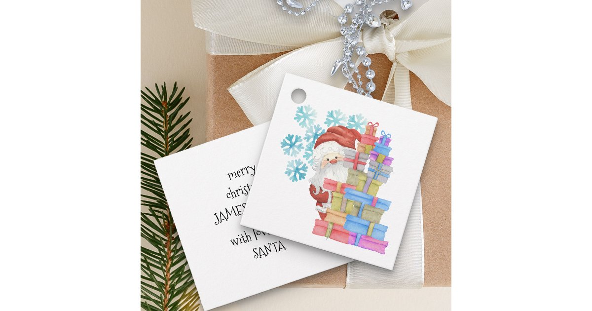 Personalized from Santa Claus Cute Kids Christmas Favor Tags | Zazzle