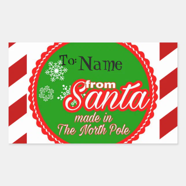 Personalized From Santa kids Christmas Rectangular Sticker | Zazzle