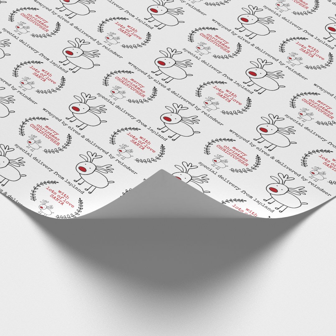 Personalized from Santa Lapland Reindeer Kids Wrapping Paper | Zazzle