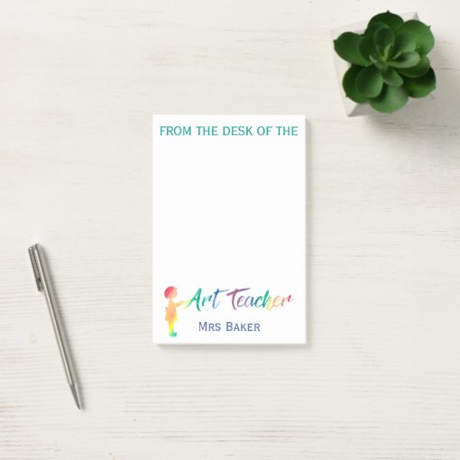 Personalized From The Desk of Art Teacher Colorful Post-it Notes | Zazzle