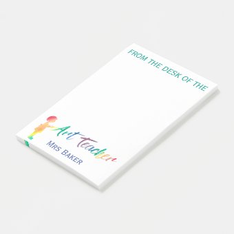 Personalized From The Desk of Art Teacher Colorful Post-it Notes | Zazzle