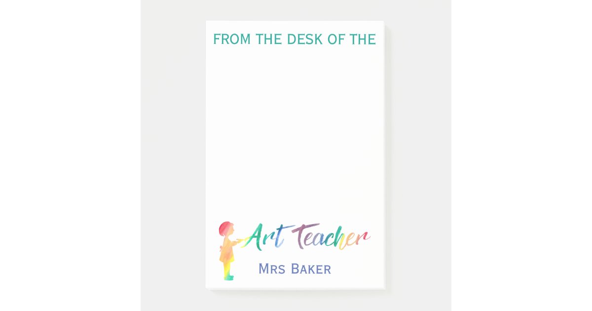 Personalized From The Desk of Art Teacher Colorful Post-it Notes | Zazzle