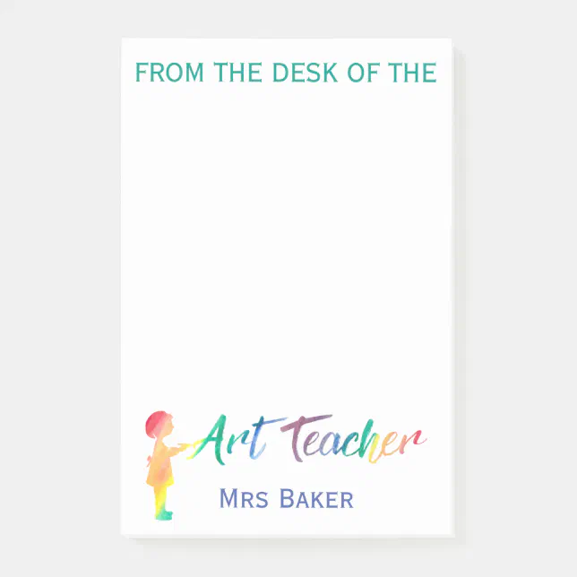 Personalized From The Desk of Art Teacher Colorful Post-it Notes | Zazzle