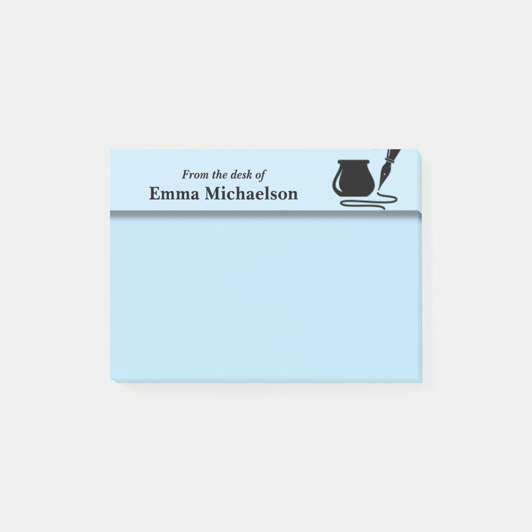 Personalized From the Desk of Office, blue Post-it Notes | Zazzle