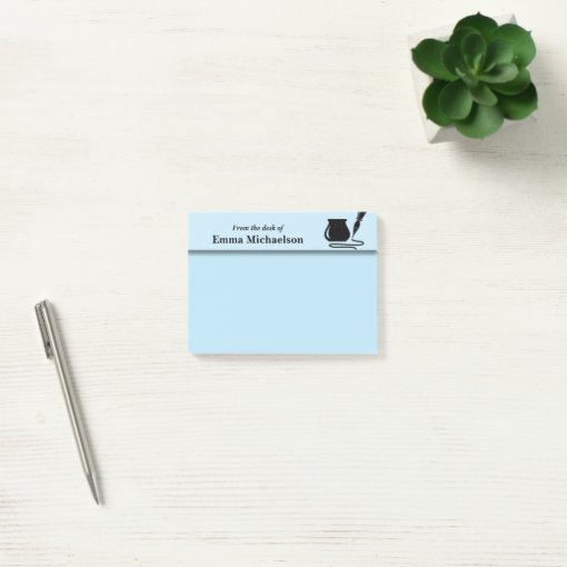 Personalized From the Desk of Office, blue Post-it Notes | Zazzle