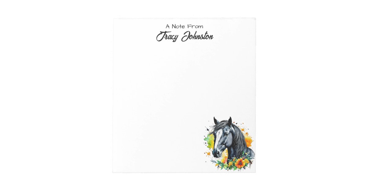 Personalized From the Desk of Watercolor Horse Notepad | Zazzle