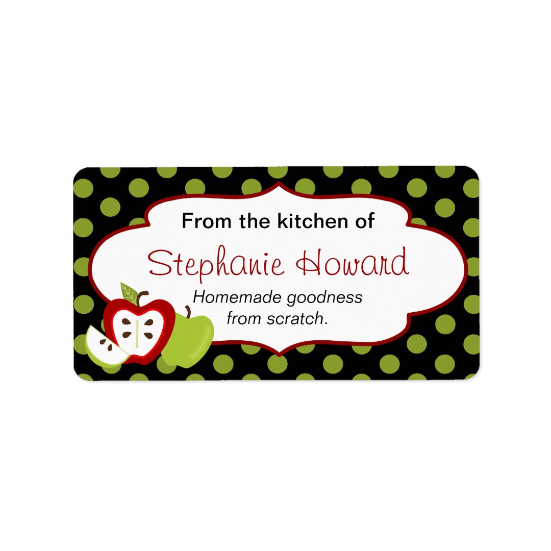 Personalized From The Kitchen With Apples Label | Zazzle