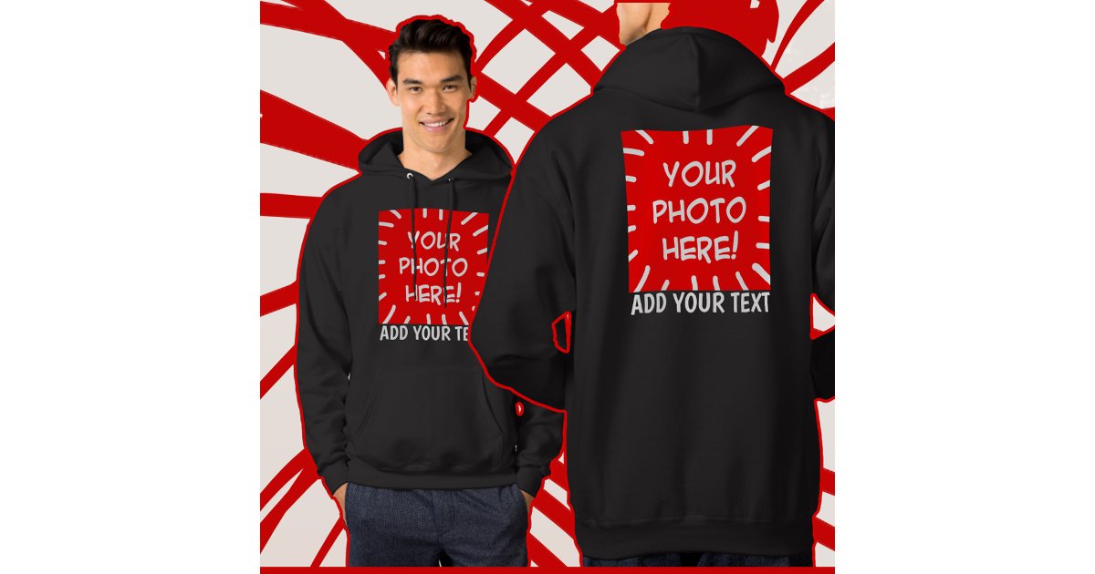 Personalized front and back photo and text hoodie | Zazzle