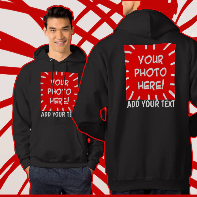 Personalized front and back photo and text hoodie | Zazzle