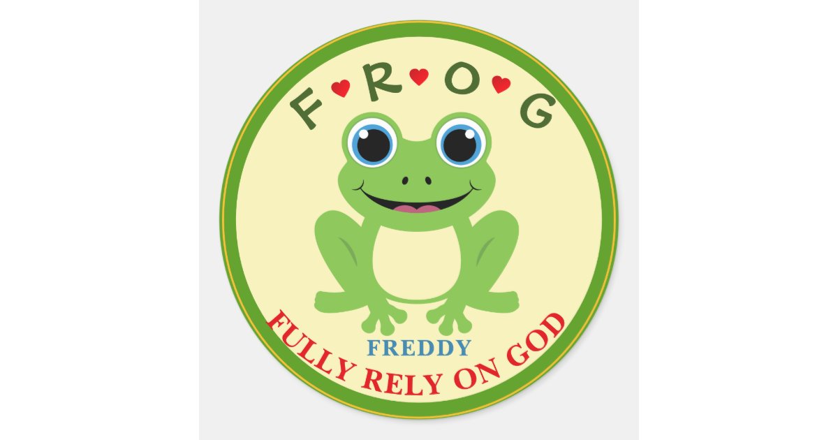 Personalized Fully Rely on God Boy Frog Classic Round Sticker | Zazzle