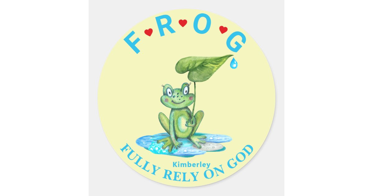 Personalized Fully Rely on God Frog Classic Round Classic Round Sticker ...