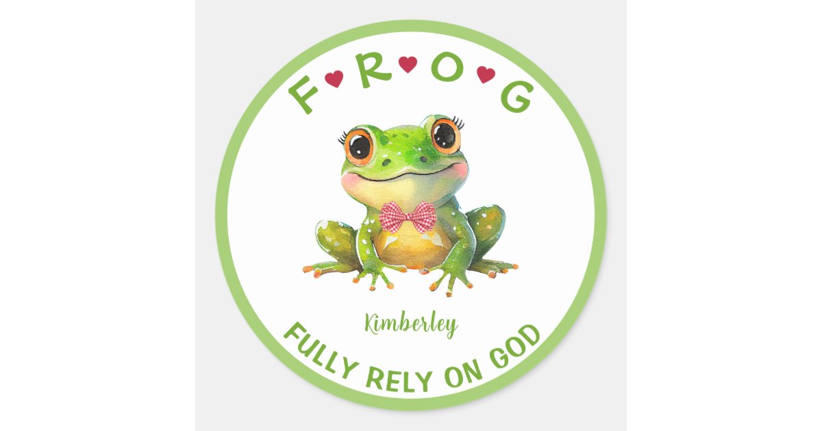 Personalized Fully Rely on God Frog Classic Round Sticker | Zazzle