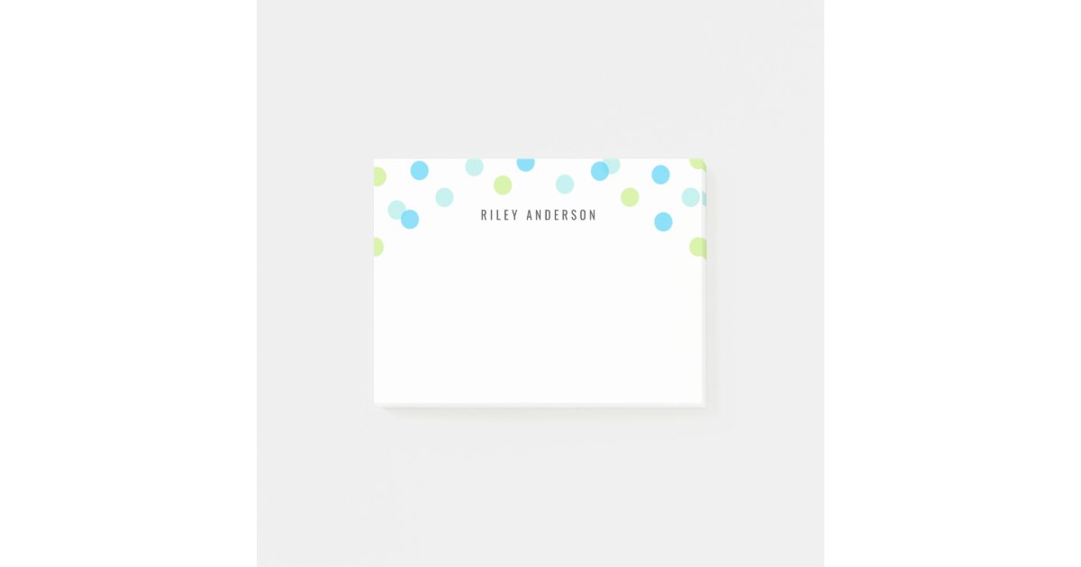 Personalized Fun Blue Aqua Green Confetti Post-it Notes | Zazzle