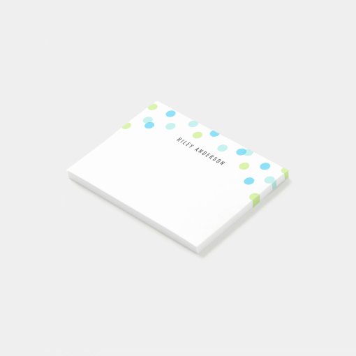 Personalized Fun Blue Aqua Green Confetti Post-it Notes | Zazzle