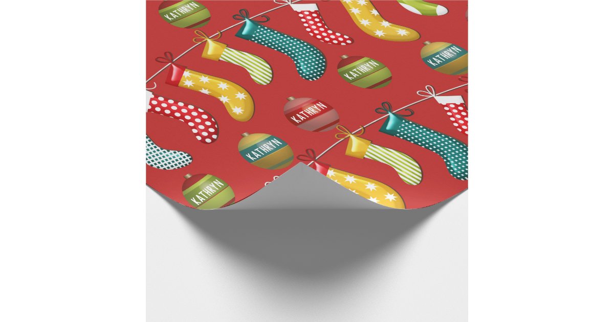 Personalized Fun & Festive Christmas Red Wrapping Paper | Zazzle