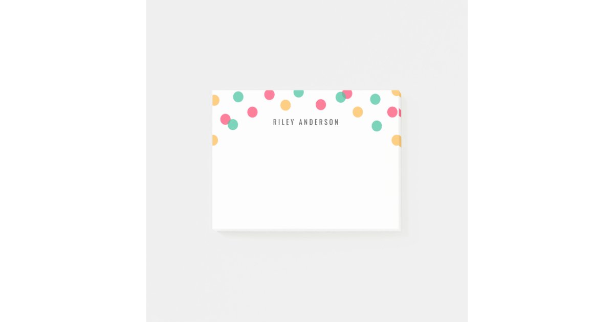 Personalized Fun Orange Pink Teal Confetti Post-it Notes | Zazzle