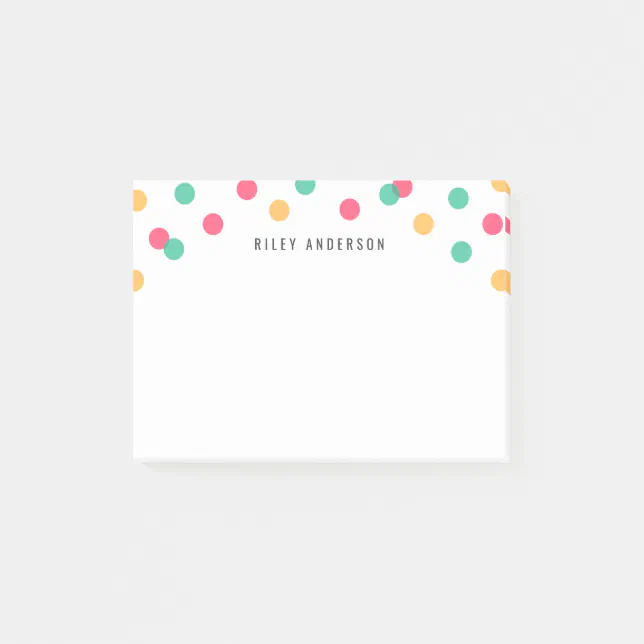 Personalized Fun Orange Pink Teal Confetti Post-it Notes | Zazzle