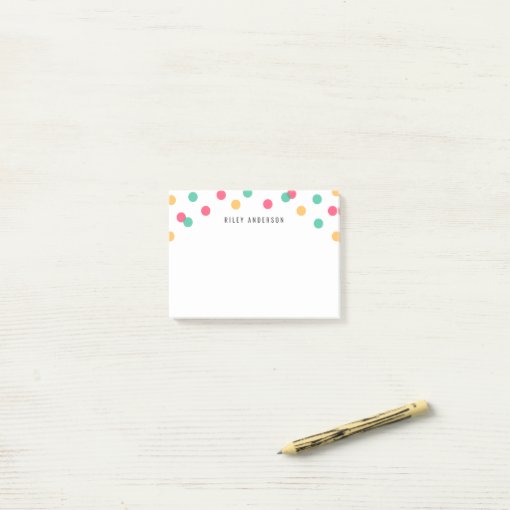 Personalized Fun Orange Pink Teal Confetti Post-it Notes | Zazzle