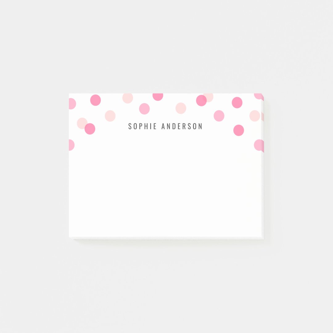 Personalized Fun Pink Confetti Post-it Notes | Zazzle
