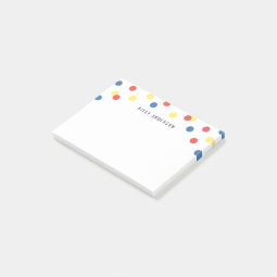 Personalized Fun Red Blue Yellow Confetti Post-it Notes | Zazzle