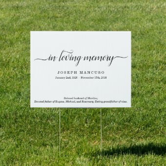 Personalized Funeral / Memorial Sign | Zazzle