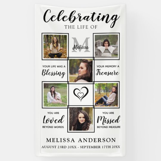 Personalized Funeral Memorial Unique Photo Collage Banner | Zazzle.com