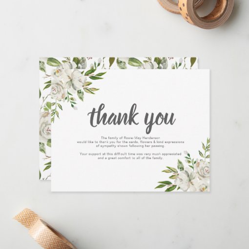 Personalized Funeral Thank You Note | Behreavement | Zazzle