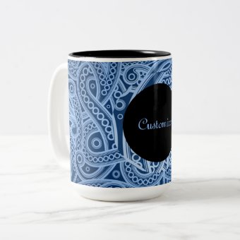 Personalized Funky Blue Paisley Pattern Mug | Zazzle