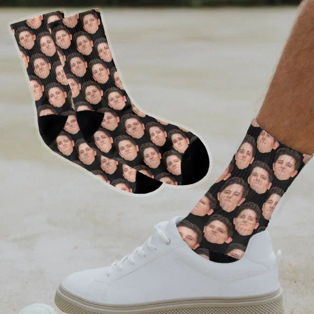 Personalized Funny Face Photo Socks in Jet Black | Zazzle