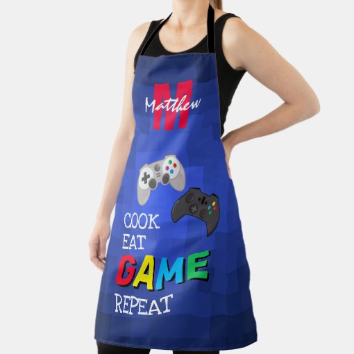 Personalized Funny Gamers All-Over Print Apron | Zazzle