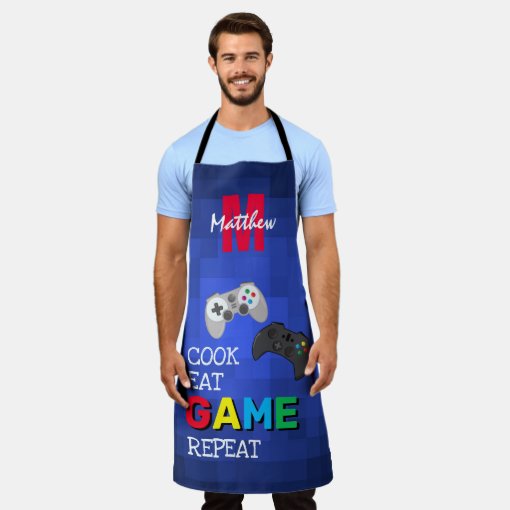 Personalized Funny Gamers All-Over Print Apron | Zazzle