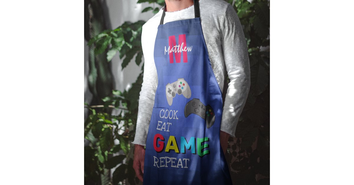 Personalized Funny Gamers All-Over Print Apron | Zazzle