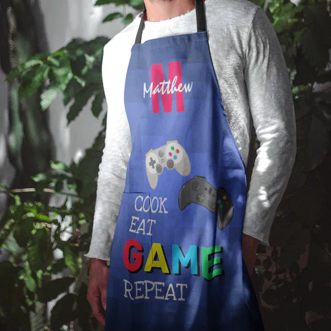 Personalized Funny Gamers All-Over Print Apron | Zazzle