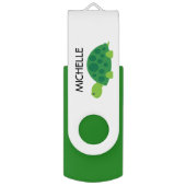 Personalized funny green turtle USB flash drive | Zazzle